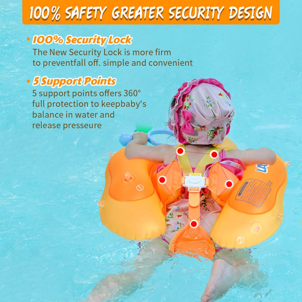 LAYCOL Baby Swimming Float with UPF50+ Sun Canopy Baby Floats for Pool No Flip Overbaby Pool for Baby Age of 3-36 Months