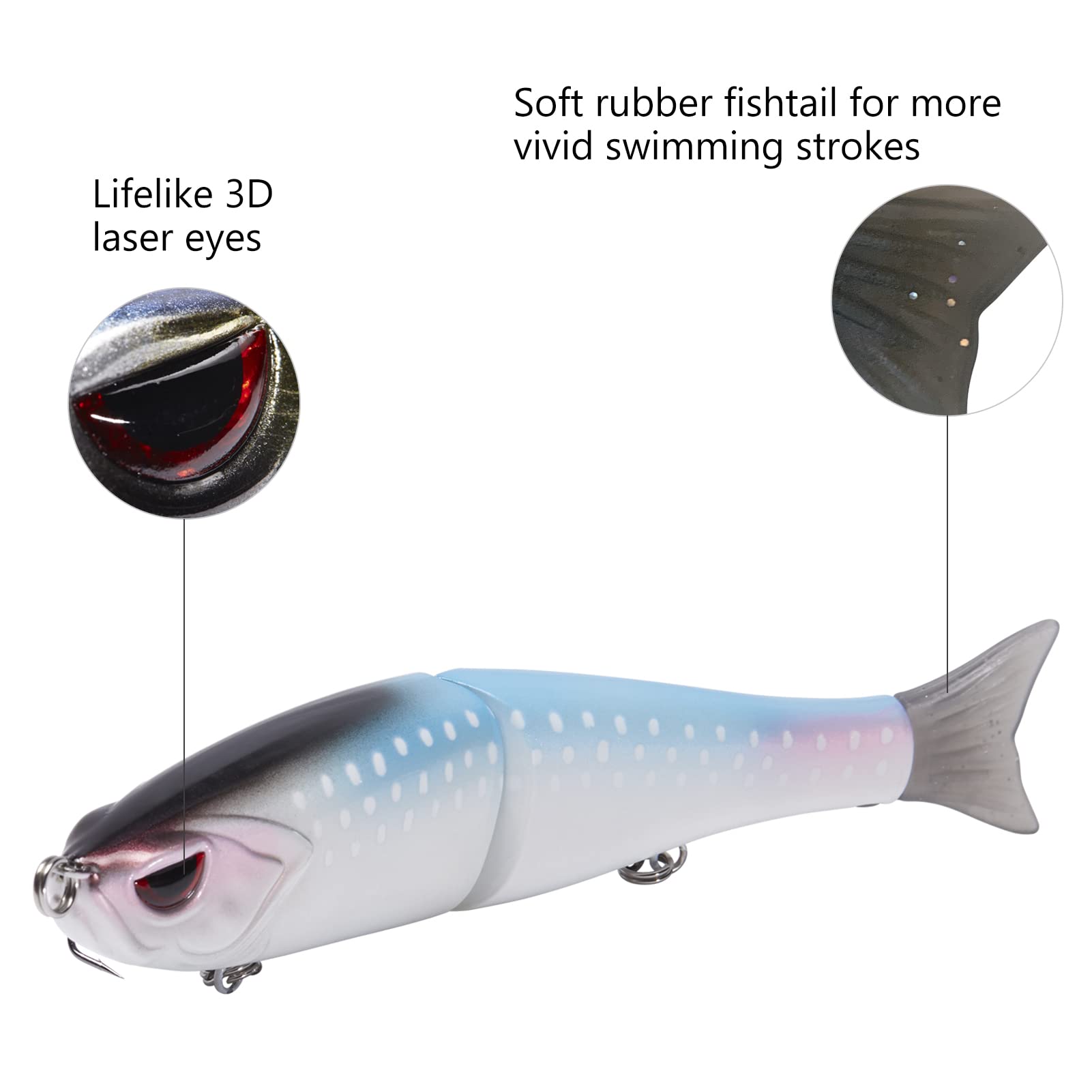 Bassdash SwimShad Glide Baits Jointed Swimbait Bass Pike Salmon Trout Muskie Fishing Lure