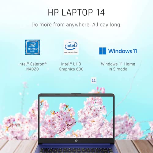 HP Latest Stream 14" HD Laptop, Intel Celeron Processor, 16GB Memory, 64GB eMMC Storage, Fast Charge, HDMI, Up to 11 Hours Long Battery Life, Office 365 1-Year, Win 11 S, Microfiber Bundle, Blue