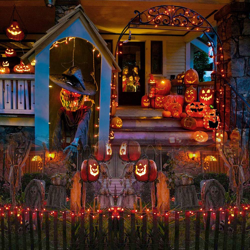 BOHON Halloween String Lights 50 LEDs Orange Lights UL Certified Christmas Lights Green Wire Halloween Lights Plug-in for Indoor Outdoor Halloween Decorations Thanksgiving Tree Carnival Decor