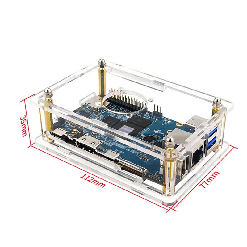 Case Fit Compatible for Orang- Pi 5 Acrylic Case Enclouse Clear Box Cover Protecion Shell with Cooling Fan Heatsink Compatible with Orang- Pi 5 Accessories