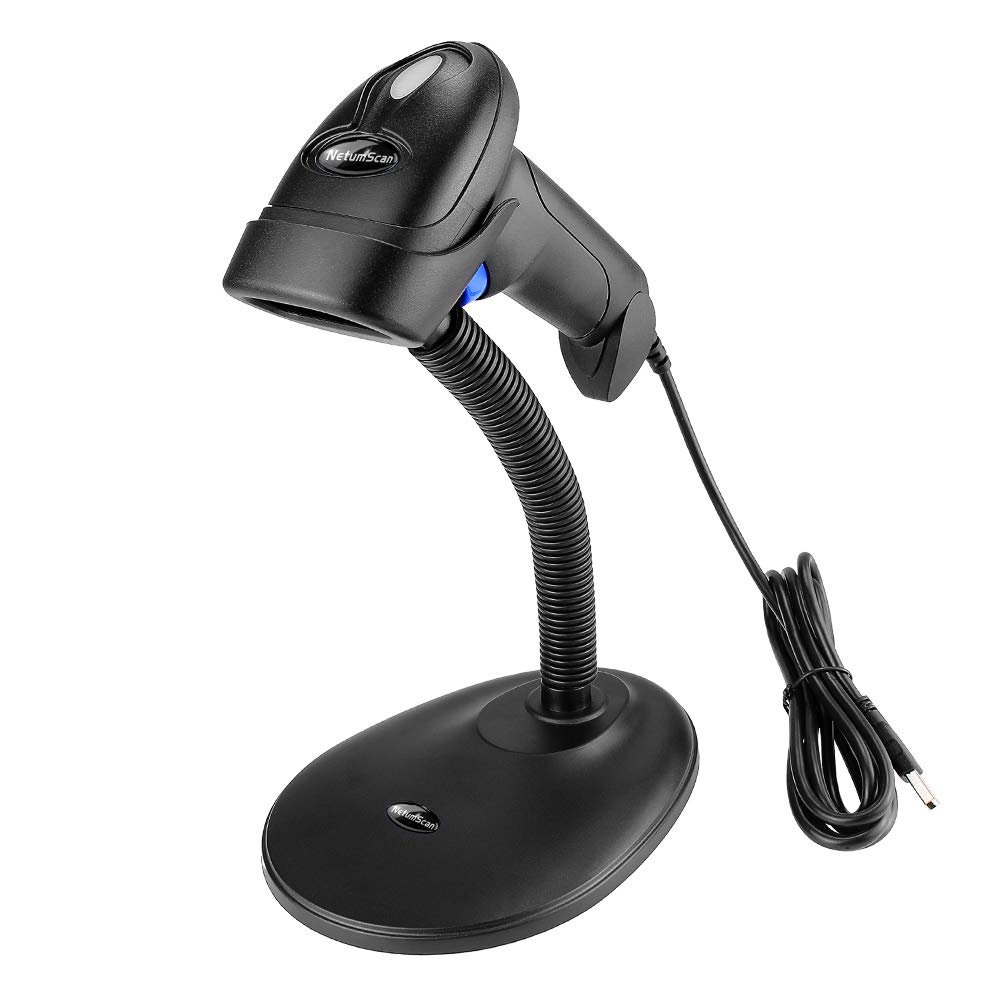 Handheld USB QR Barcode Scanner, NetumScan Wired Automatic 1D 2D Image Bar Code Reader with Adjustable Stand for Store, Supermarket, Warehouse (Wired)