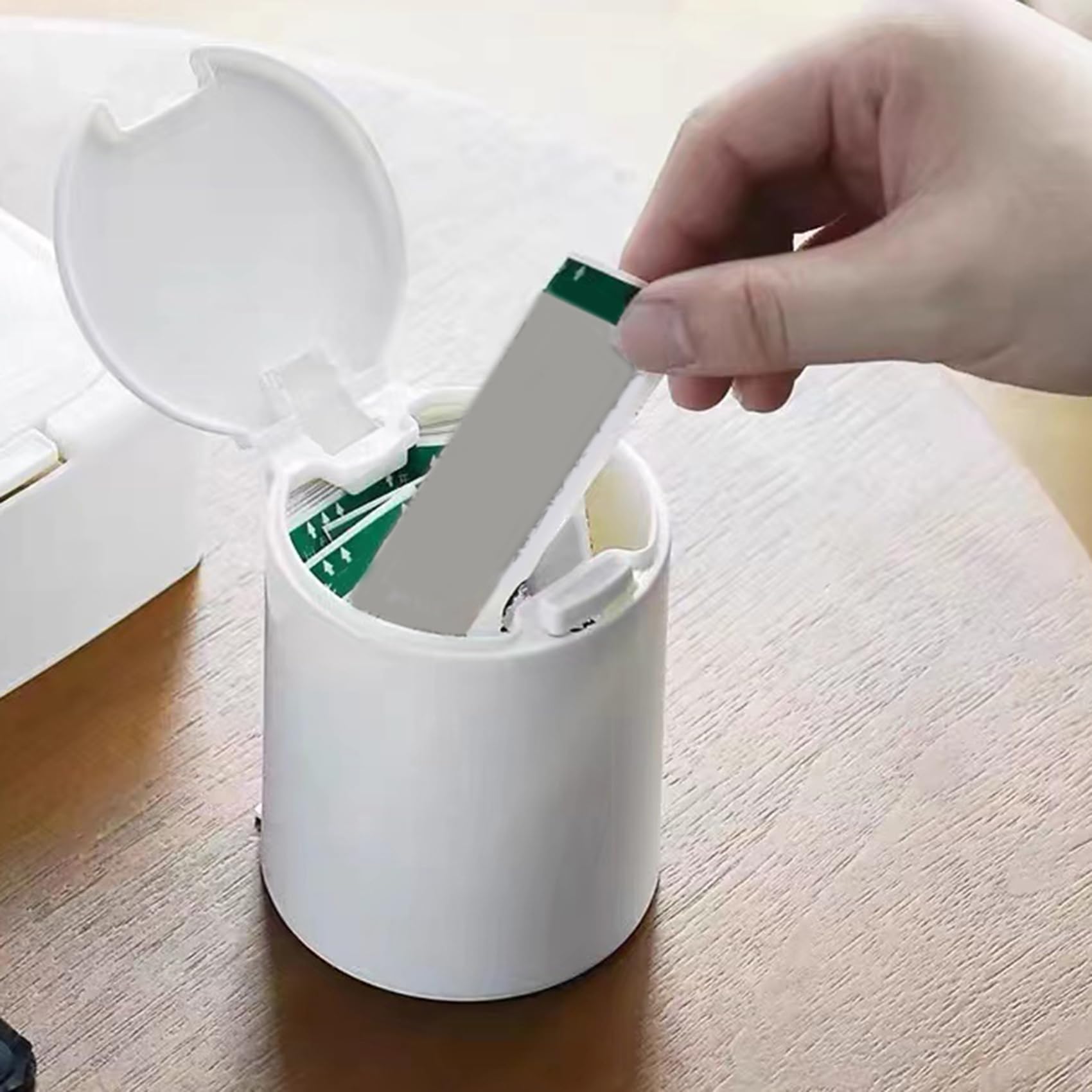 Cotton Swab Ball Qtip Holder Jar Plastic Container Dispenser Box with Lid for Bathroom Home Storage Organizer (Round (Single Grid))
