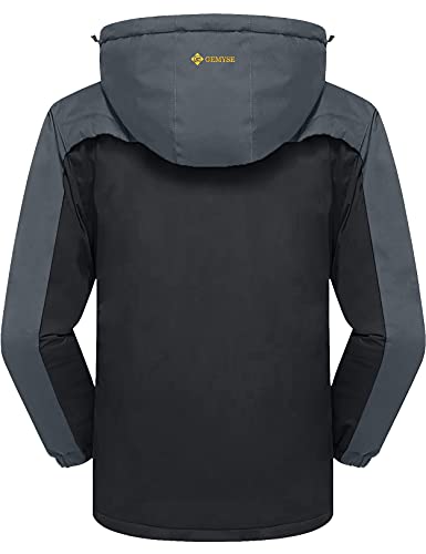 GEMYSE Men's Mountain Waterproof Ski Snow Jacket Winter Windproof Rain Jacket (Black,Medium)