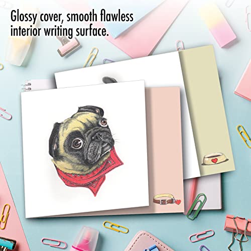 The Best Card Company - 10 Blank Dog Greeting Cards for All Occasions (4 x 5.12 Inch) - Snuggle Pugs AMQ5648OCB-B1x10