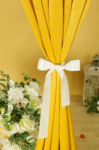Cytdkve 2 Panels 4.8 Feet x 10 Feet Gold Velvet-Like Wedding Backdrop Curtain Drapes, Silky Soft Window Curtains Panels for Wedding Ceremony Birthday Party Decorations