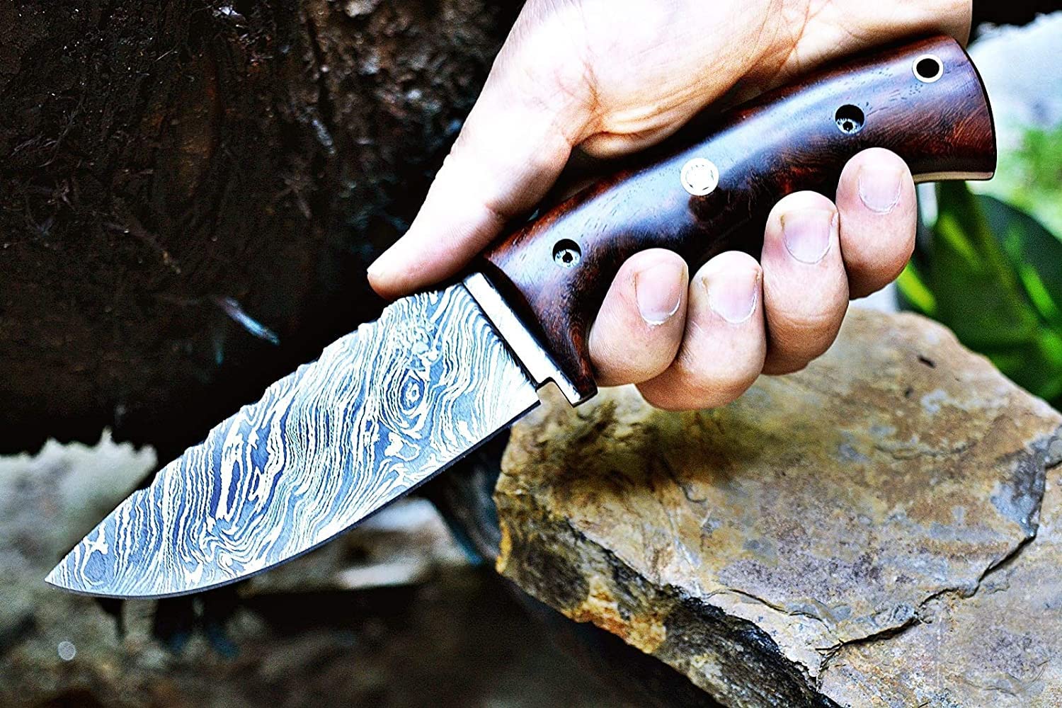 BIGCAT ROAR Handmade Hunting Knife - Bushcraft Full Tang Fixed Blade Hunting Knife with Sheath and Micarta Handle - 9″ Outdoor Knife - Black Panther