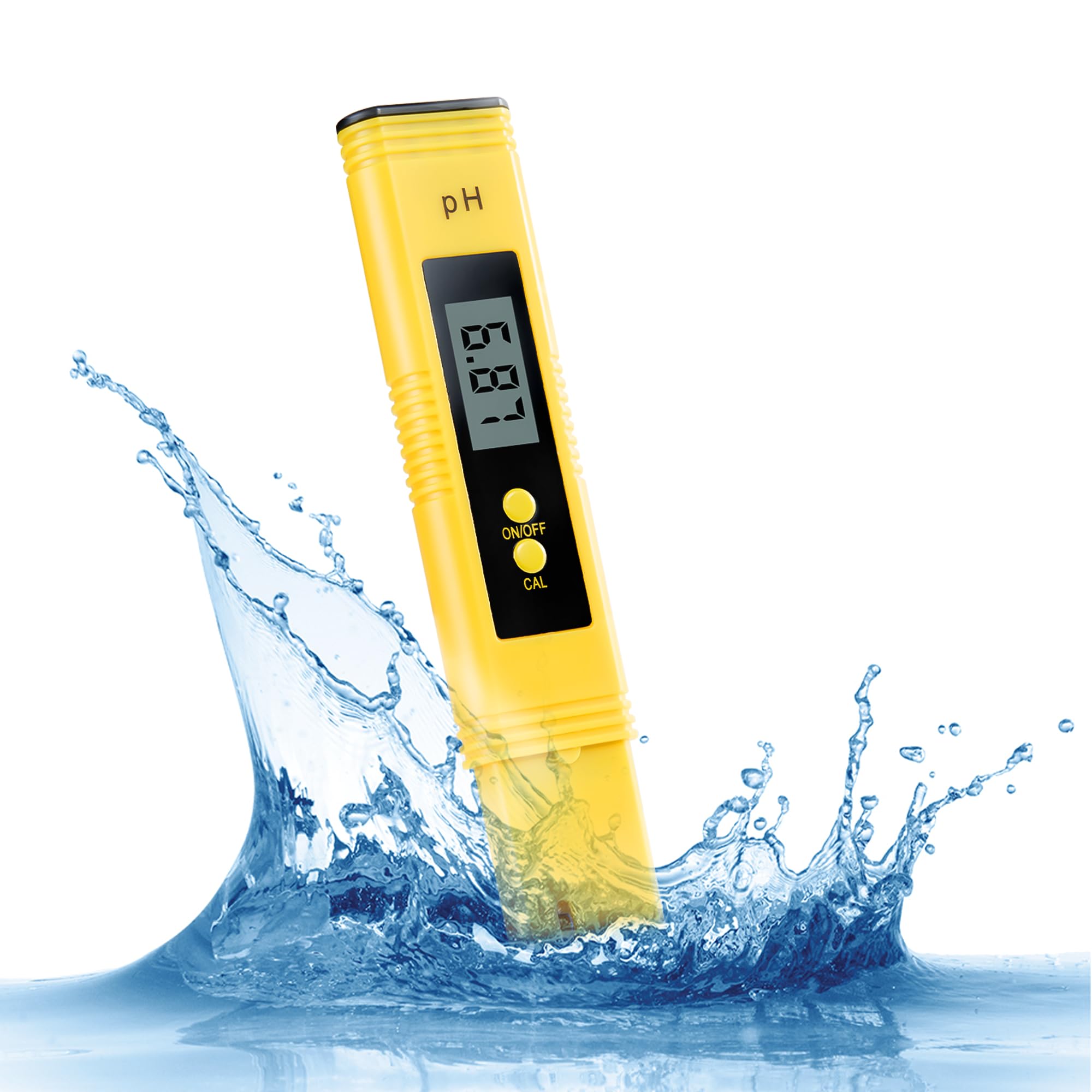 HEYAXA Digital PH Meter for Water, 0.01 PH High Accuracy Pen Type PH Tester for Household Drinking Water, Aquariums, Swimming Pools, PH Range 0-14(Yellow)
