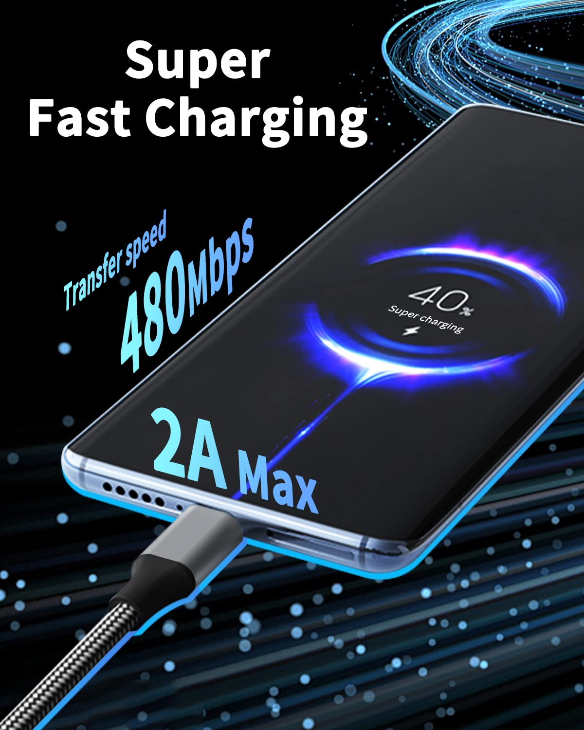 EWUONU Micro USB Cable, 2Pack 10FT Android Charger Cord Nylon Braided Sync and Fast Charging Cable for Samsung Galaxy S7 Edge S6 S5 S2 J7 J7V J5 J3 J3V,LG K40 K20,Moto E4 E5 E6,Tablet,PS4,Xbox one