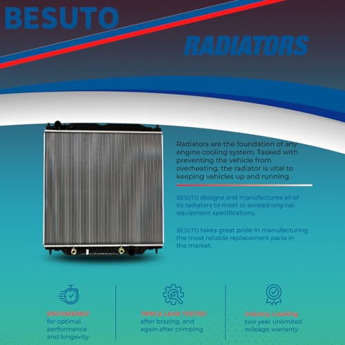 BESUTO Aluminum Radiator | Compatible with Dodge RAM 3.9 V6,1991-2001 | 32mm Core Thickness | Replaces CU1552