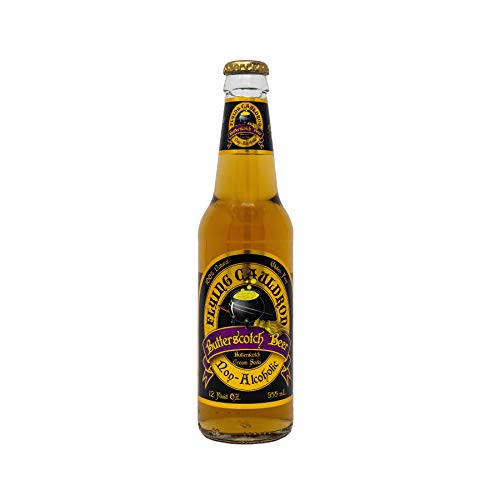 Flying Cauldron Butterscotch Beer (12 Fl Oz (Pack of 4)), Vanilla Cream Soda Brew, All- Natural, Non-Alcoholic and Caffeine free.