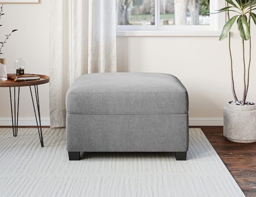 coucheta Square Ottoman Module with Storage,Modular Sectional Sofa Ottoman for Living Room,Lobby, Linen Fabric,Grey