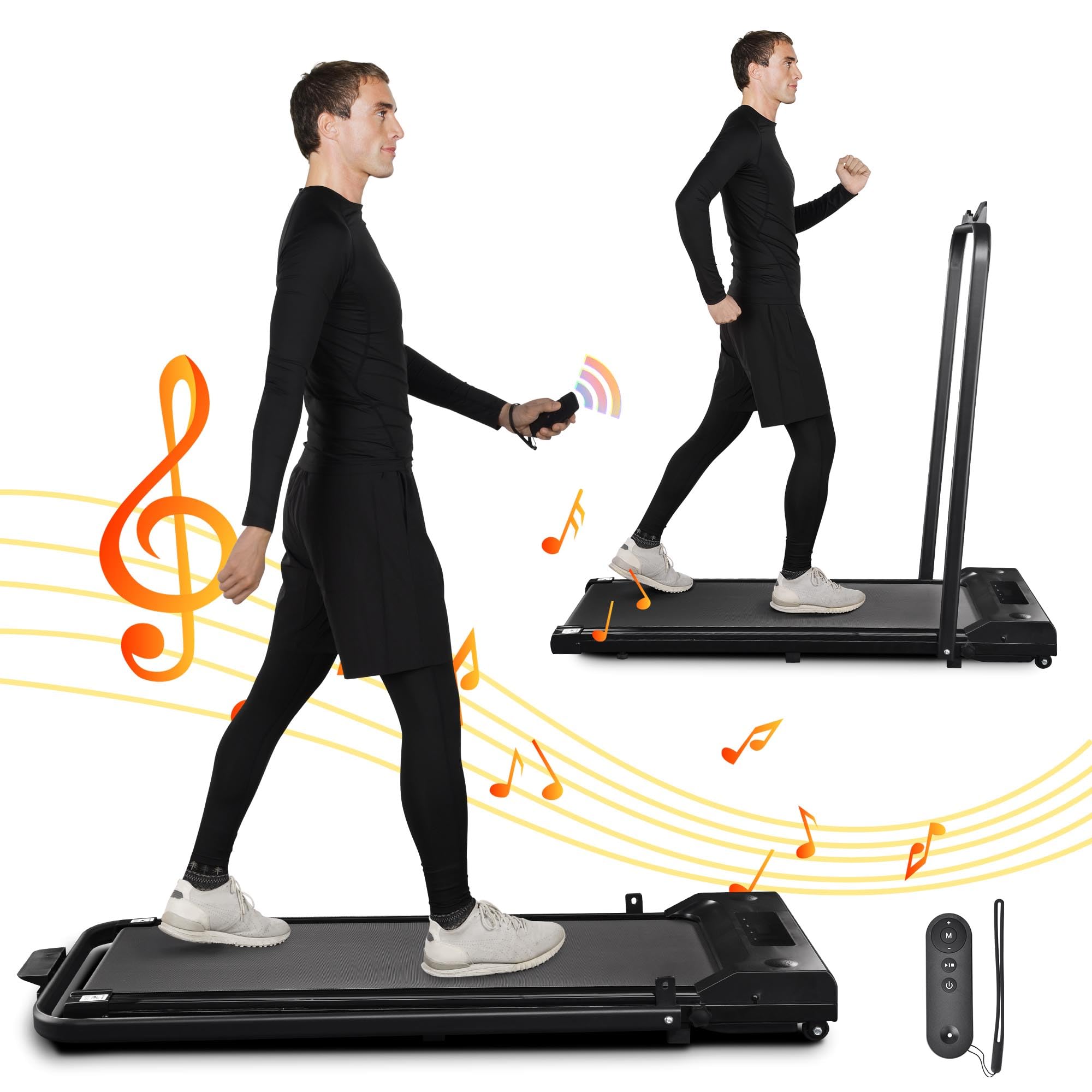 AW Folding Electric Treadmill Running Walking Fitness Machine with LCD Display Speaker for Home Office Gym Exercise Apartment Basement Workout
