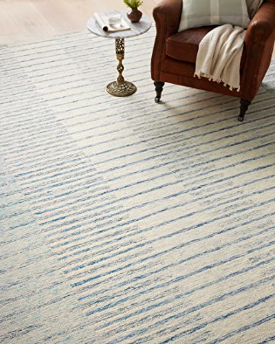 Loloi Chris Loves Julia Chris Collection CHR-01 Ivory/Denim 3'-6'' x 5'-6'', .50" Pile Height, Accent Rug