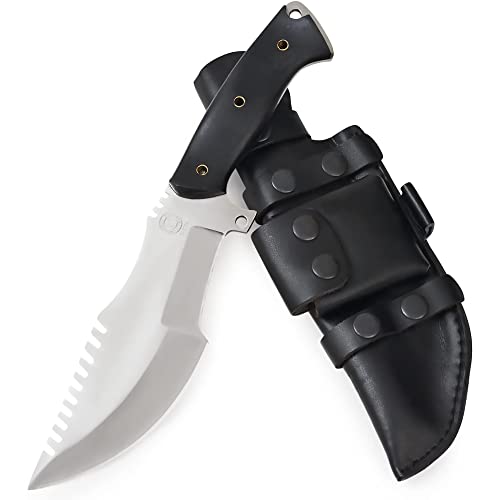 BIGCAT ROAR Handmade Damascus Tracker Knife - Bushcraft Fixed Blade Hunting Knife with Sheath and Walnut Wood Handle - 10″ EDC Outdoor Knife - Viper Hunter