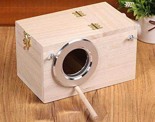 YJJKJ Pet Wood Parakeet Budgie Cockatiel Breeding Nesting Bird Avery Cage Box (S)