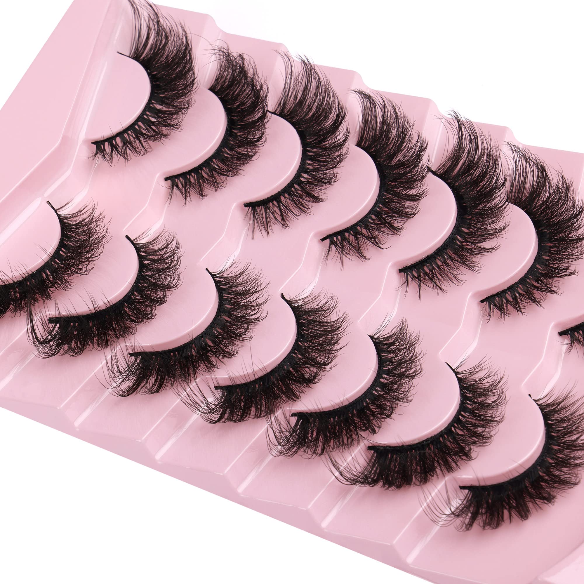 Cat Eye Fake Lashes Dramatic False Eyelashes Faux Mink Lashes Extension Wispy Fluffy Natural Look 7 Pairs Pack Fox Eye Lash 8D Volume Thick long Reusable Light Cruelty-Free by Boahankuke