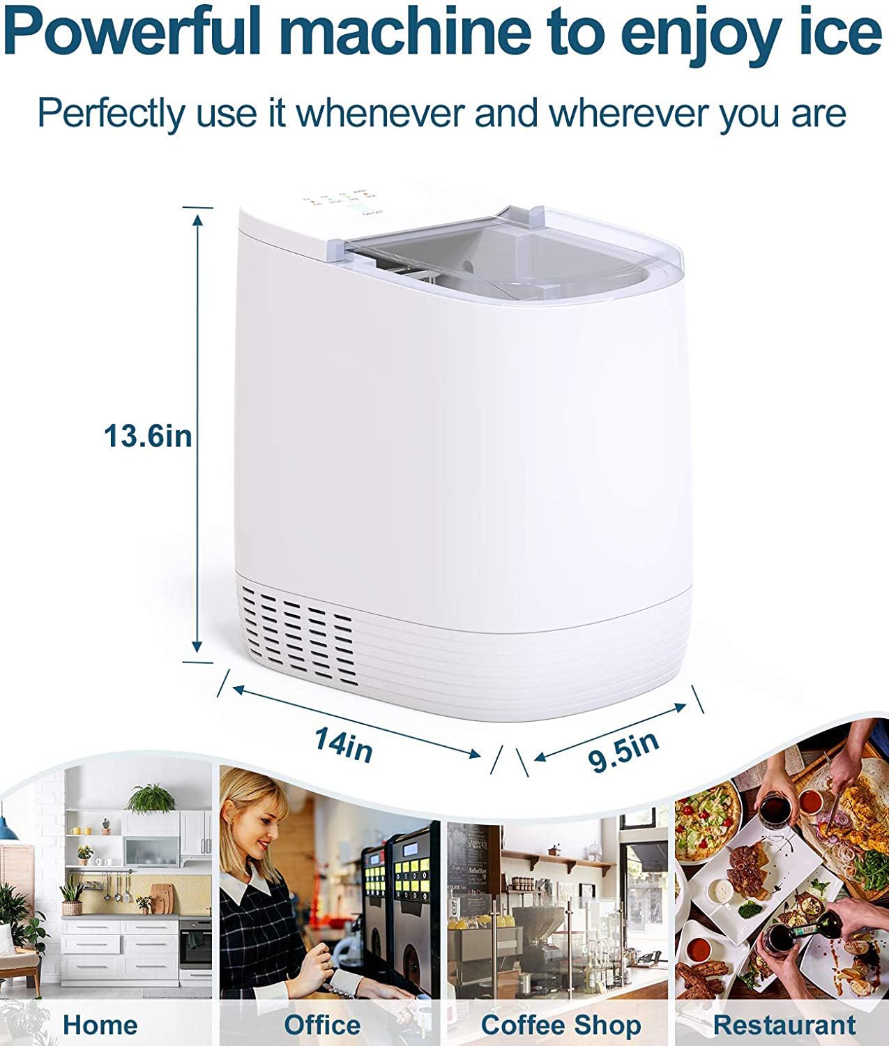 Countertop Ice Maker Machine, Portable and Compact, White