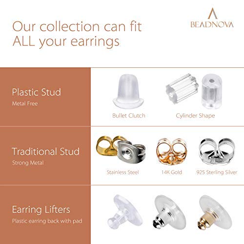 BEADNOVA 14k Gold Earring Backs for Studs Butterfly Safety Locking Earring Backs Replacements Push Back Earring Friction Earring Backs for Posts (6 Pieces)