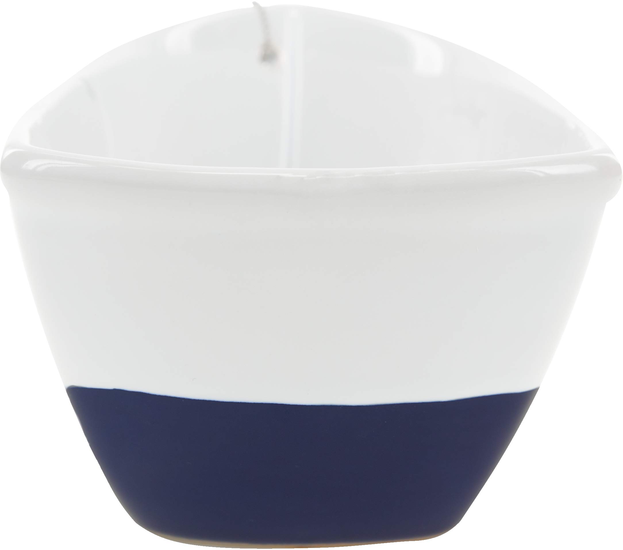 Pavilion - Life Is Great At The Lake - 12 Oz Stoneware Boat Dish Server With Wooden Oar Scoop,Blue