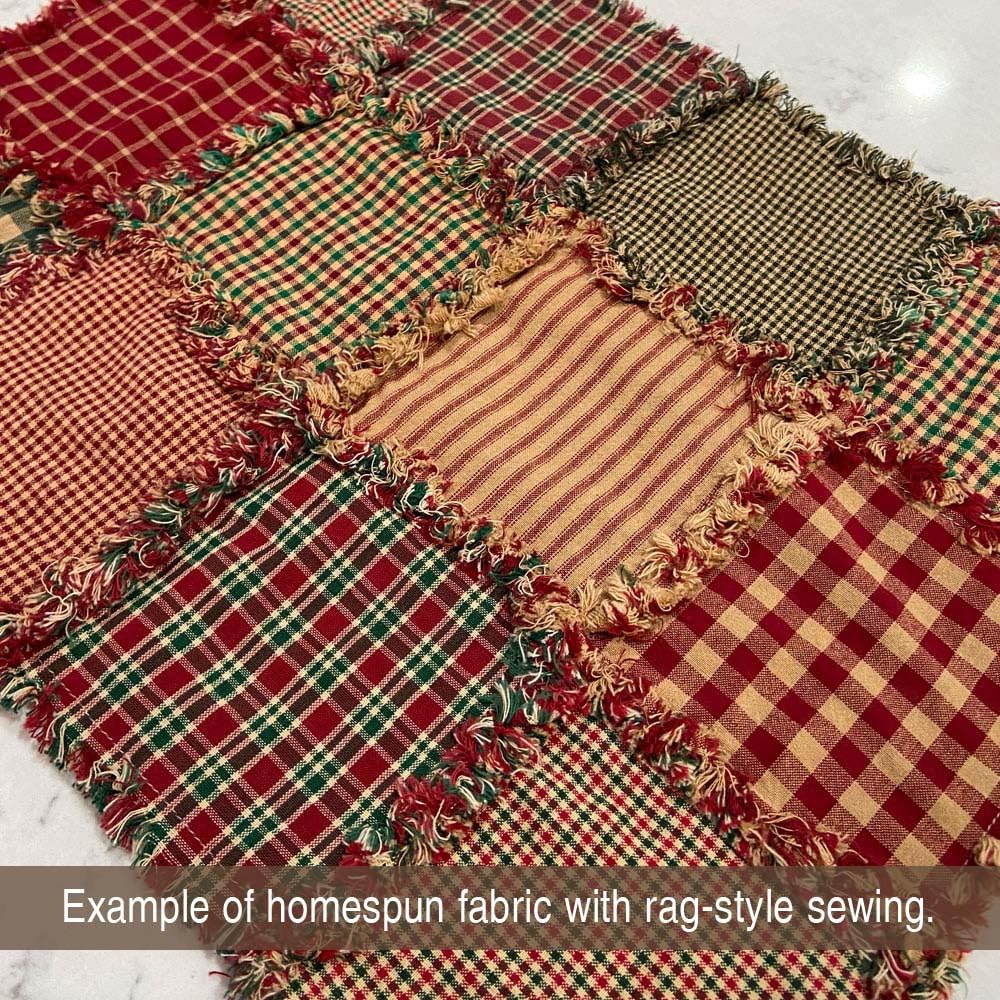 Country Christmas Red Green Plaid Homespun Cotton Fabric by JCS - Sold by The Yard