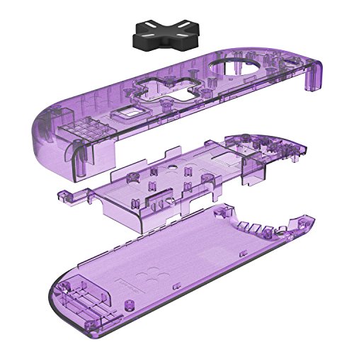BASSTOP Translucent NS Joycon Handheld Controller Housing with D-Pad Button DIY Replacement Shell Case Compatible with Nintendo Switch Joy-Con (L/R) Without Electronics (Joycon D-Pad-Atomic Purple)