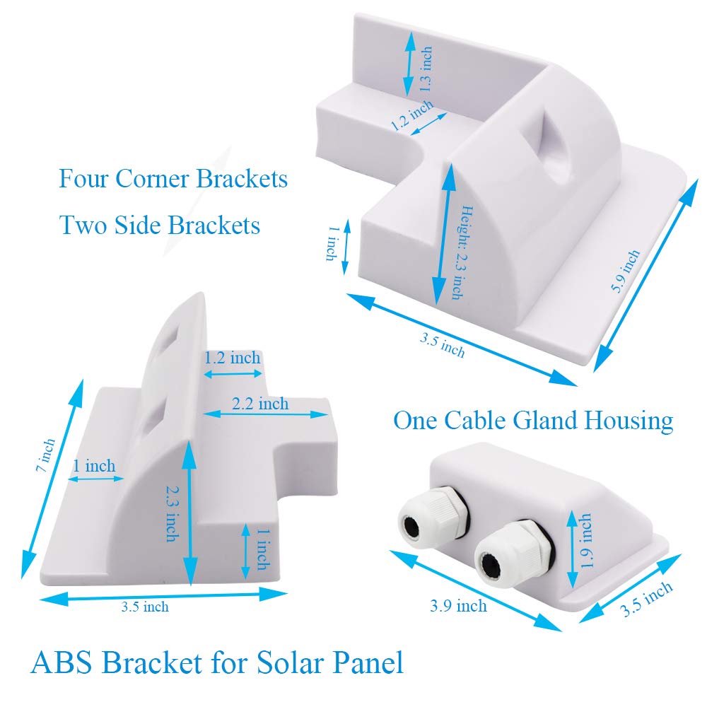 CMYYANGLIN Solar Panel Mounting Brackets ABS Corner Bracket Kit 7PCS, Drill-Free Widely Used on Roofs of RV, Caravans, Vehicles, Camper Vans, Sheds, Garages, Deck of Boats, White