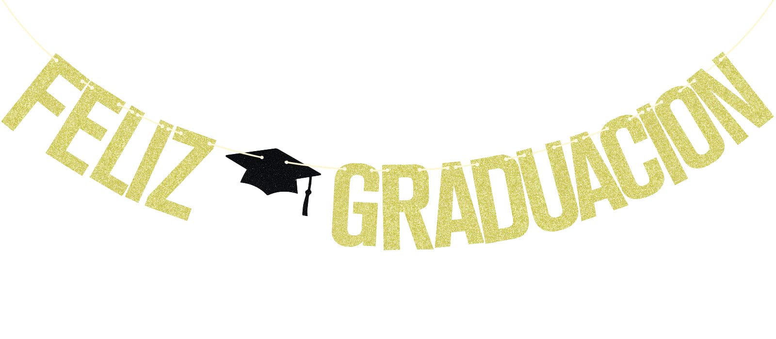 Feliz Graduacion Banner, Spanish 2025 Graduation Banner, 2025 Congrats Grad Banner, Class of 2025 Graduation Party Decorations Gold Glitter