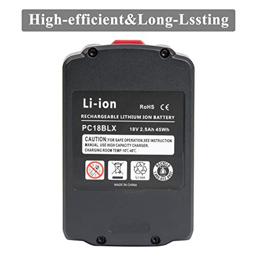 Cell9102 Replacement Porter Cable 18V Battery and Charger Starter Kit, PC18B Lithium Battery and Charger PCXMVC Compatible with Porter Cable 18V Cordless Power Tools,Capacity Output 2.0Ah