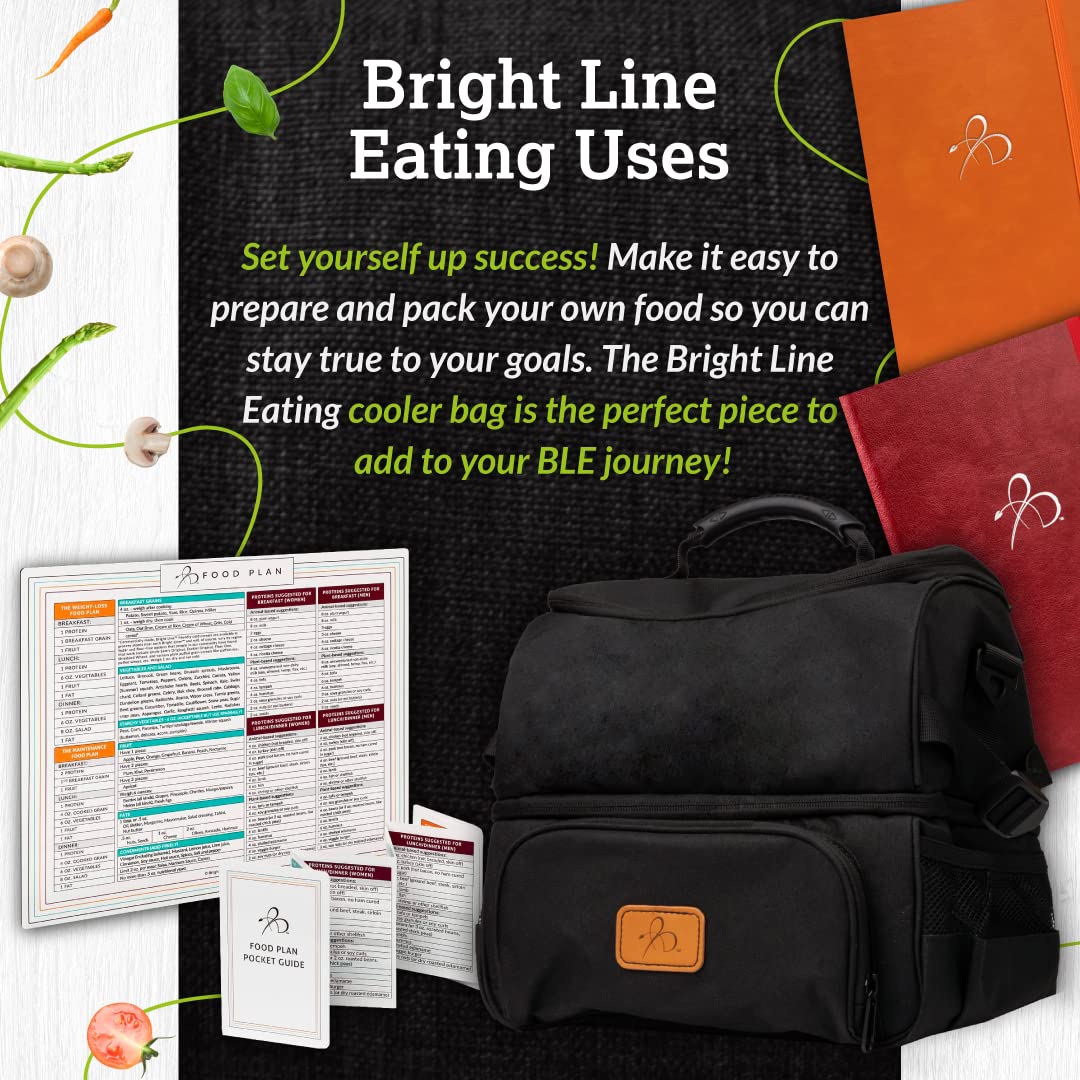 Bright Line Eating 12-Can Insulated Cooler Bag β Black PEVA Foam Lining Lunch Bag β Soft Cooler Bag w/Pockets & Mesh Shoulder Strap β Travel Cooler Bag w/Double-Deck Compartments for Camping & Beach