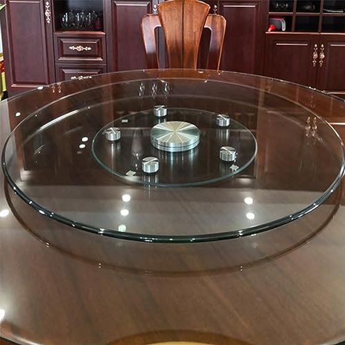 BPILOT Swivel Turntable Lazy Susan,Round Tempered Glass Table Top With Heavy Duty Aluminium Alloy Smooth Swivel Plate For Serving Trade Show Displays,customizable (Color : Clear, Size : 85cm)
