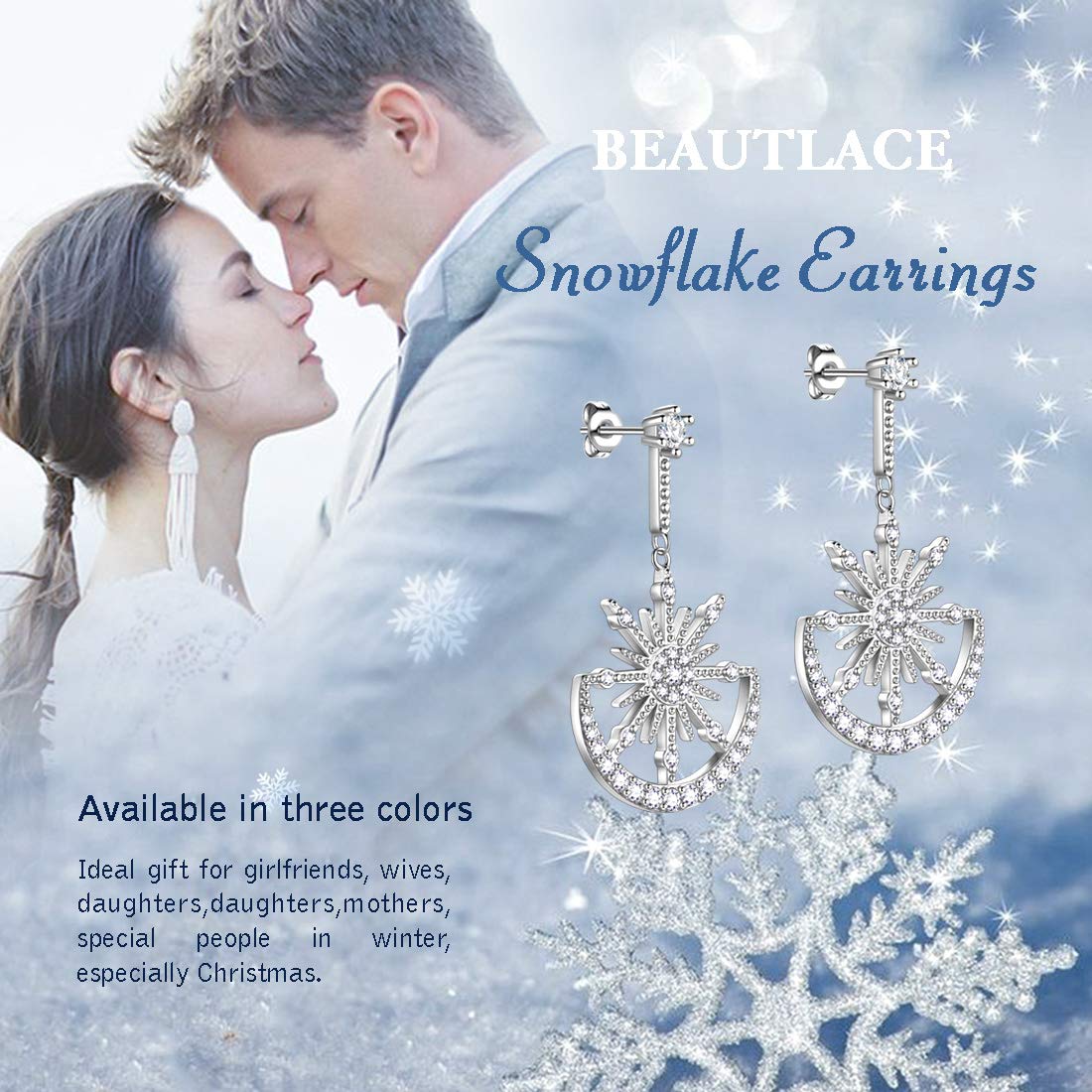 Beautlace Star and Moon Stud Earrings Silver Plated Crescent Moon Stars Dangle Earrings Jewelry Gift for Women KE0088W