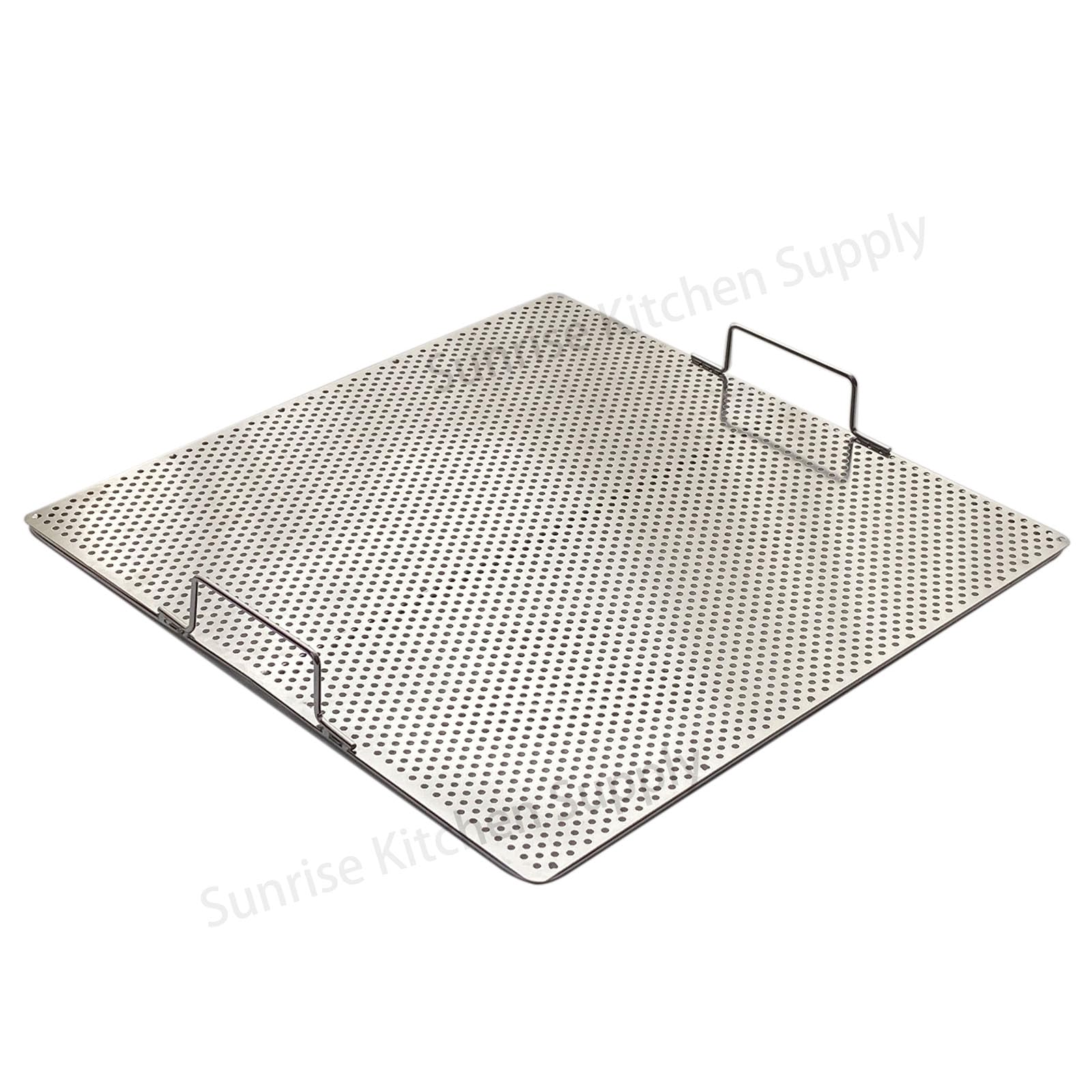 Sunrise Stainless Steel Fryer Screen with Handles (Solid Screen) (1, 13.5" x 13.5" x 1.75")