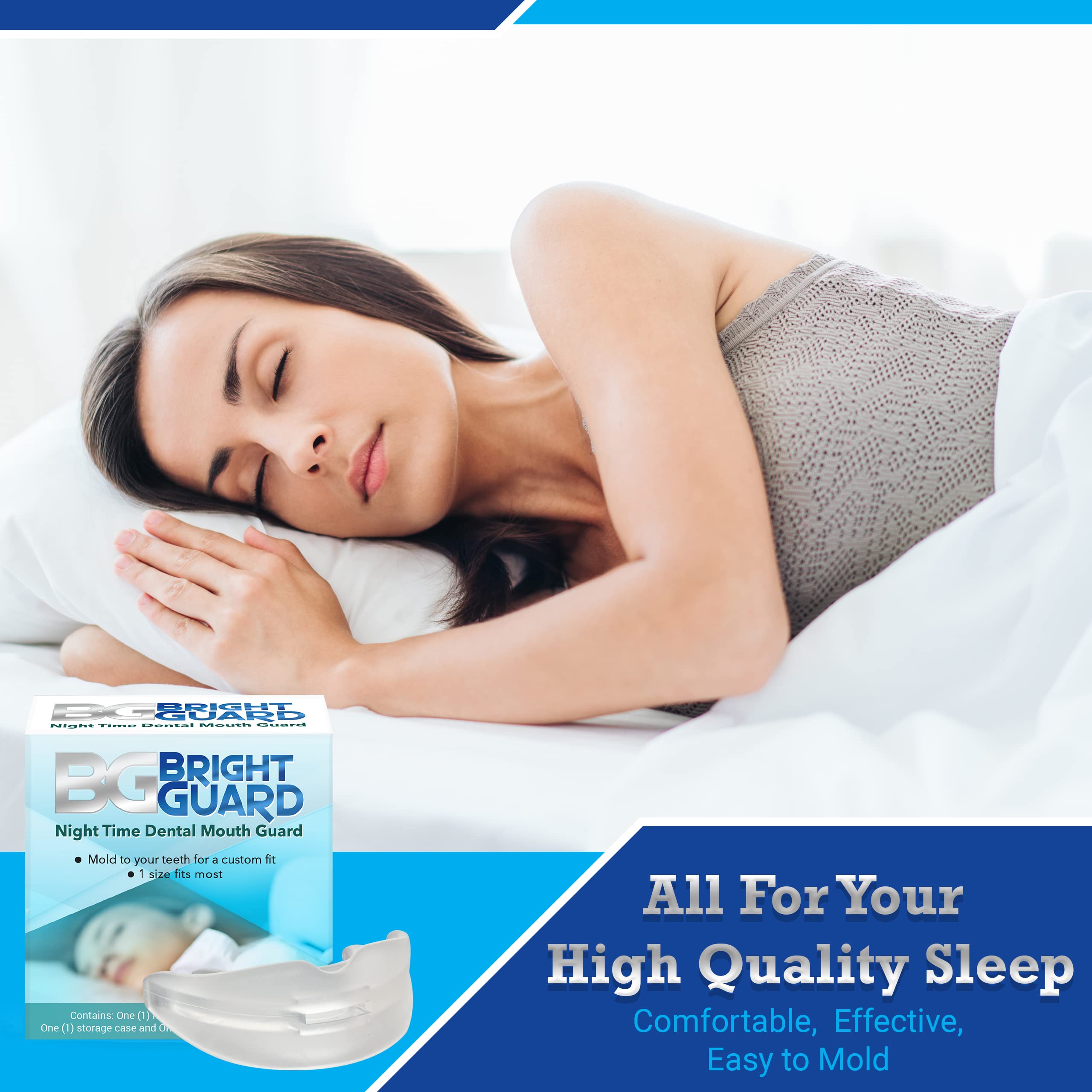 BrightGuard Grinding Mouth Guard - Teeth Grinding Mouth Guard for Sleep – Night Dental Bite Nightguard - Clenching, Bruxism, TMJ Guards - Moldable & Comfortable