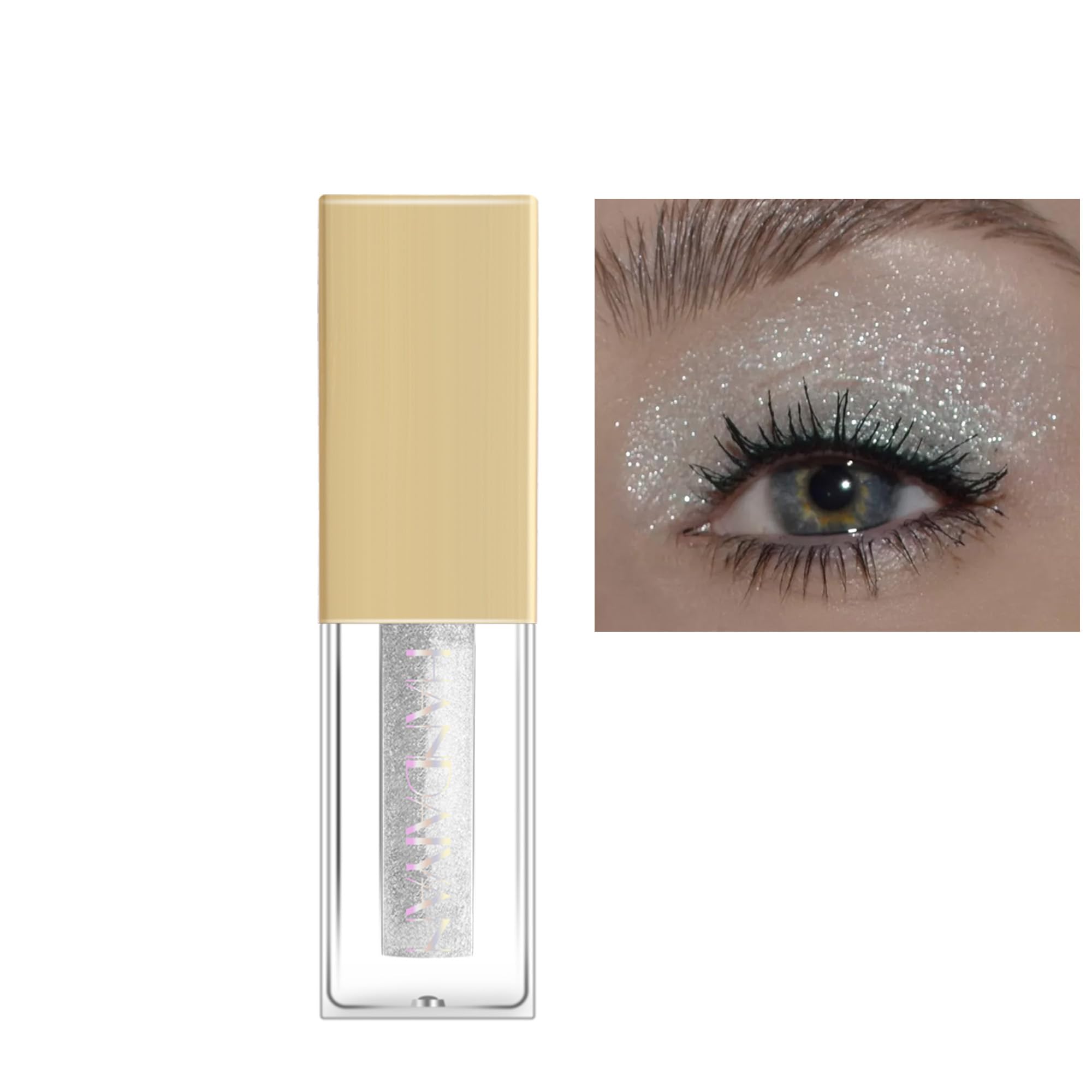 BEUKING Liquid Eye shadow 12 Colors White/Purple/Black/Red/Pink/Orange/Silver Waterproof Long Lasting Glitter Highlighter Pearlescent Shiny Eye Shadow Sequin Eye Silky Cosmetics For Daily Makeup (1#)