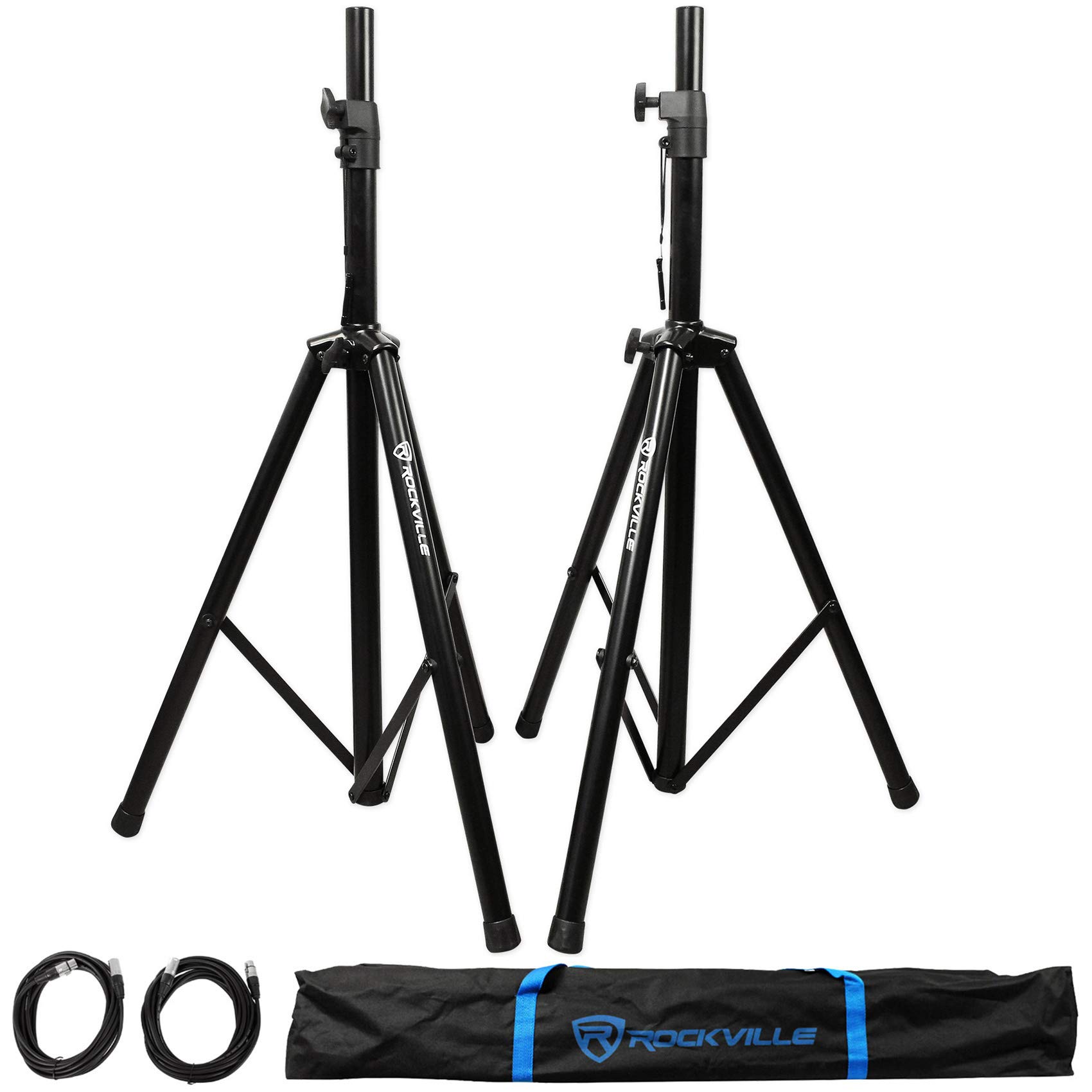Rockville Pair RPG10 10" 1200w Powered PA/DJ Speakers + 2 Stands + 2 Cables+Bag