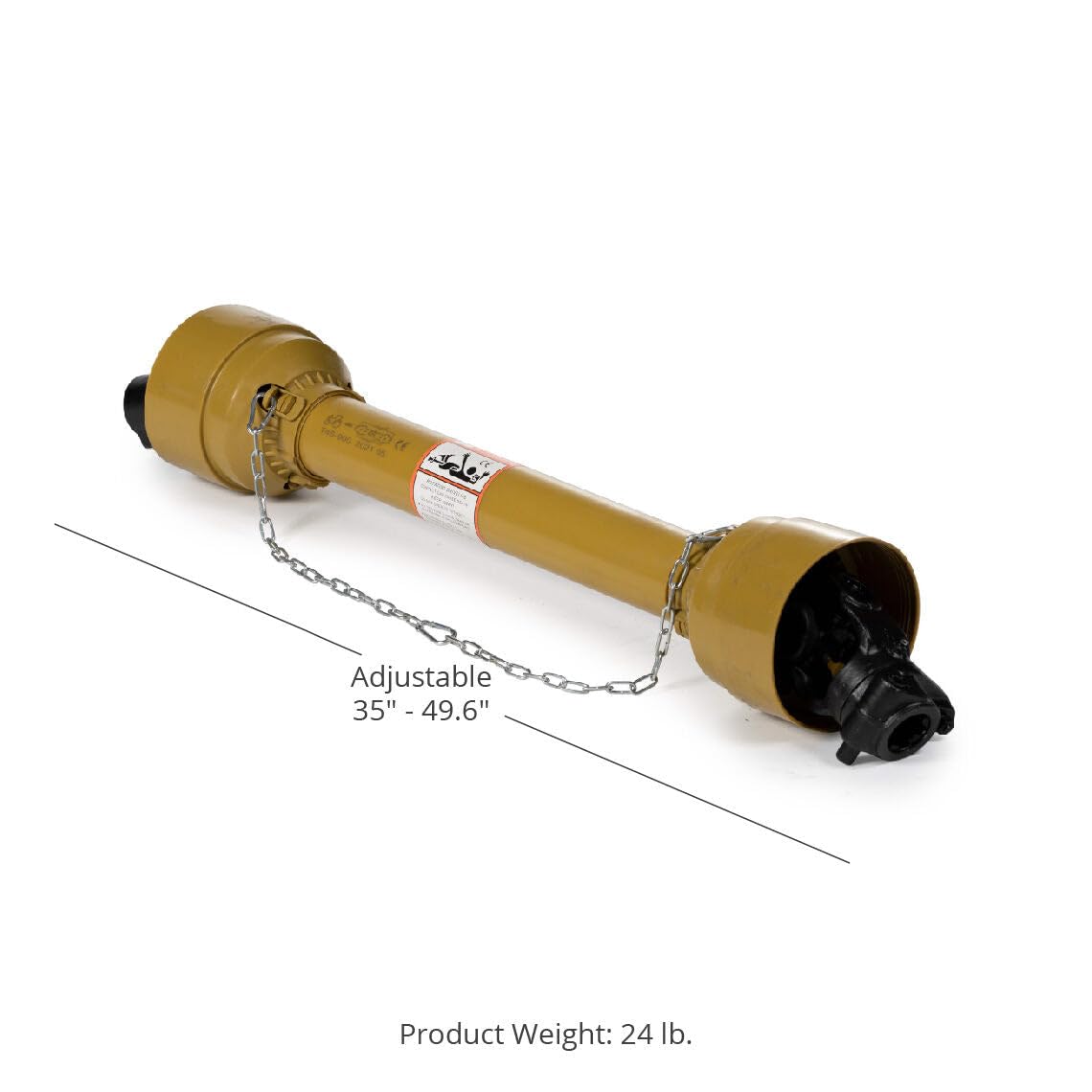 Titan Attachments 35.5" Collapsed Length PTO Shaft, Shear Bolt Included, 1-3/8-In. x 6 Spline on Both Ends