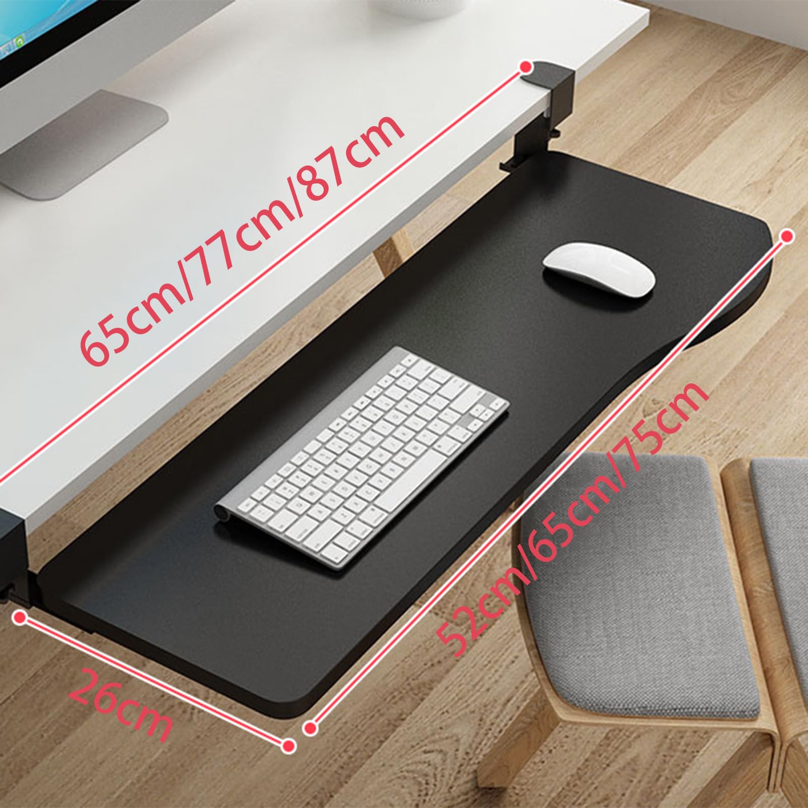 BBAUER Keyboard Tray Under Desk, Under Desk Keyboard Tray Slide Out, Keyboard Tray Under Desk Adjustable Height, for Office, Home