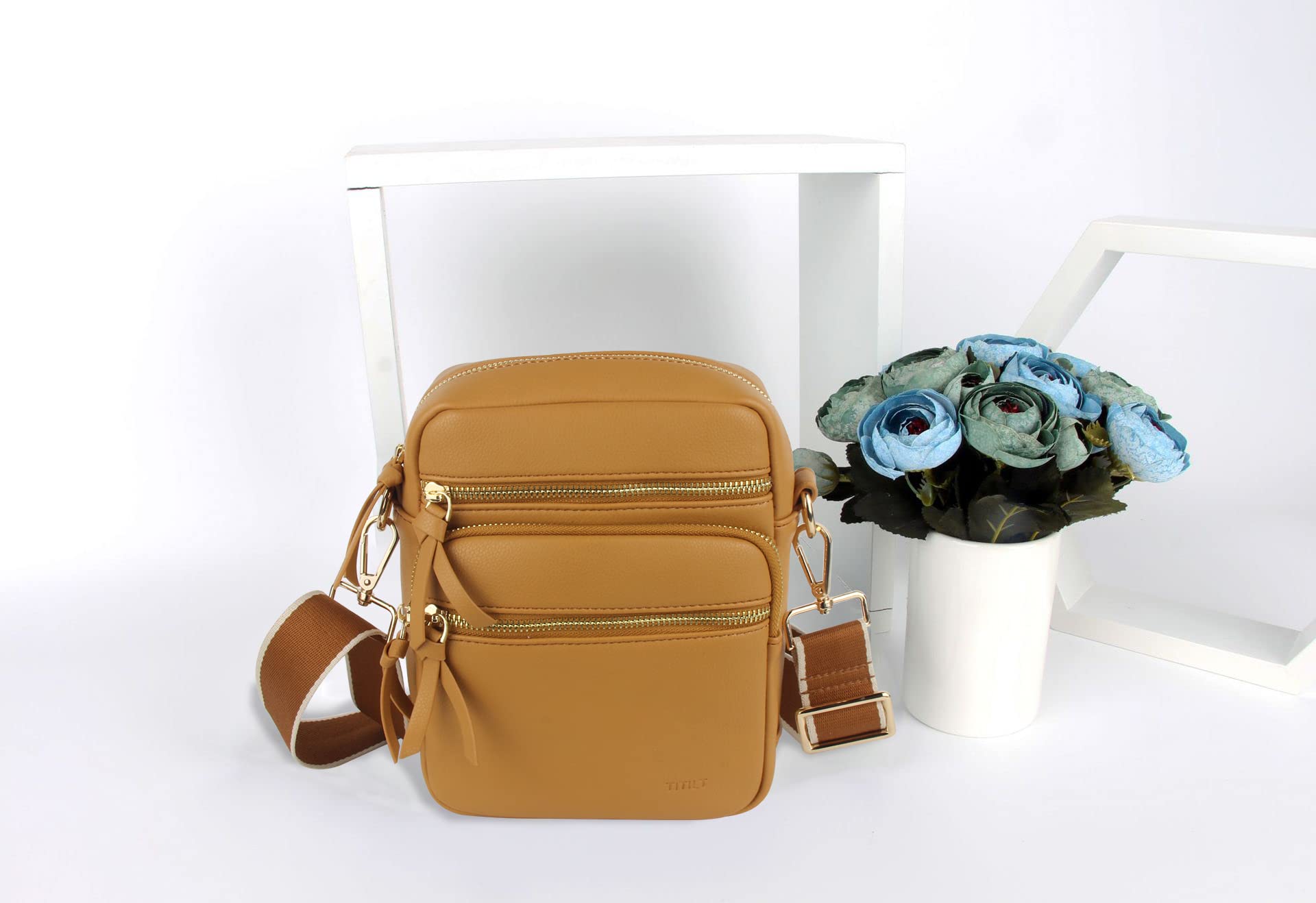 TITILT Small Crossbody Bags for Women, Ladies Cell Phone Purses Shoulder Bag with Adjustable Strap (Tan Color)
