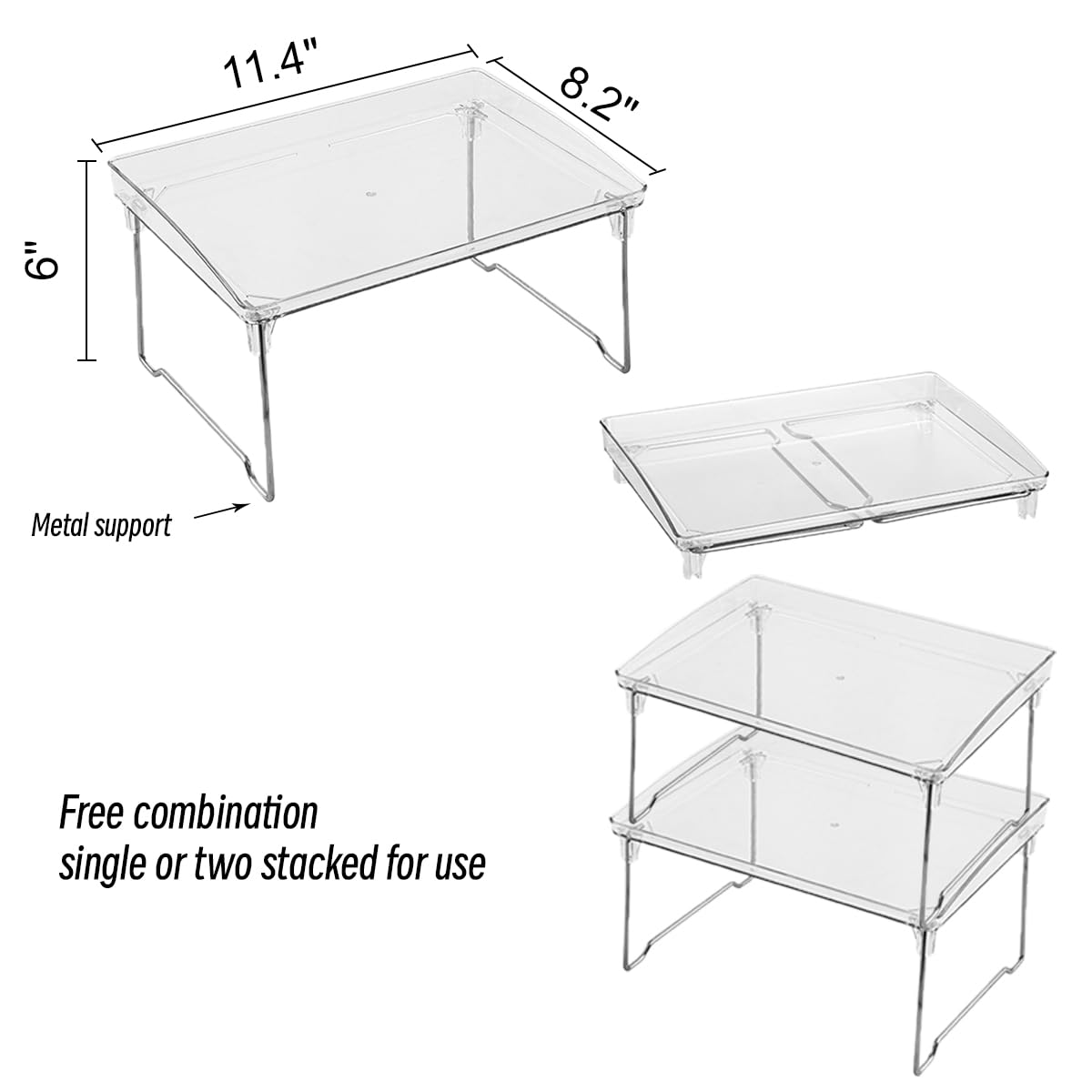 DEYIZY 2-Tier Foldable Bathroom Counter Organizer for Skincare, Vanity & Makeup - Space-Saving, Stackable, No Assembly - Bathroom Countertop Organizer, Bathroom Cabinet Organizer