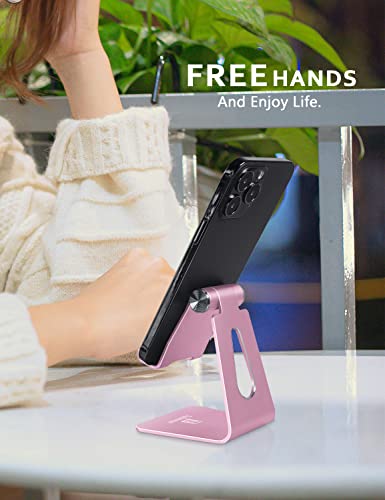 Tobeoneer Adjustable Cell Phone Stand Desktop Phone Holder, Aluminum Desk Stand Cradle Dock for iPhone 13 12 Mini 11 Xr Xs max 8 7 6 6s 5 Plus Samsung Huawei All Smartphones (Rose Gold)