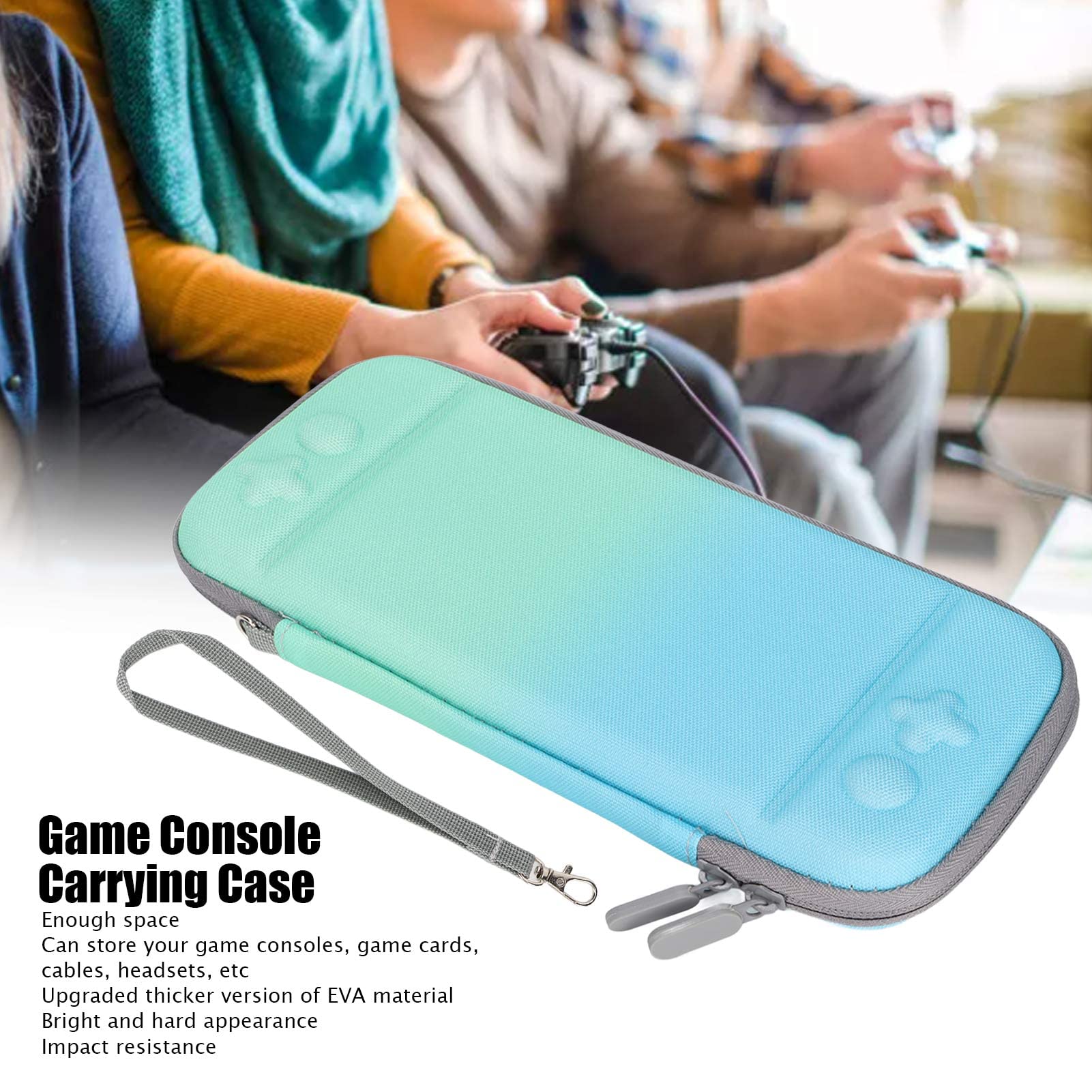 BTIHCEUOT Console Storage Bag, Game Host Protection Bag EVA Material Large Capacity Portable with PC Shell for N Switch(Gradient Blue-Green)