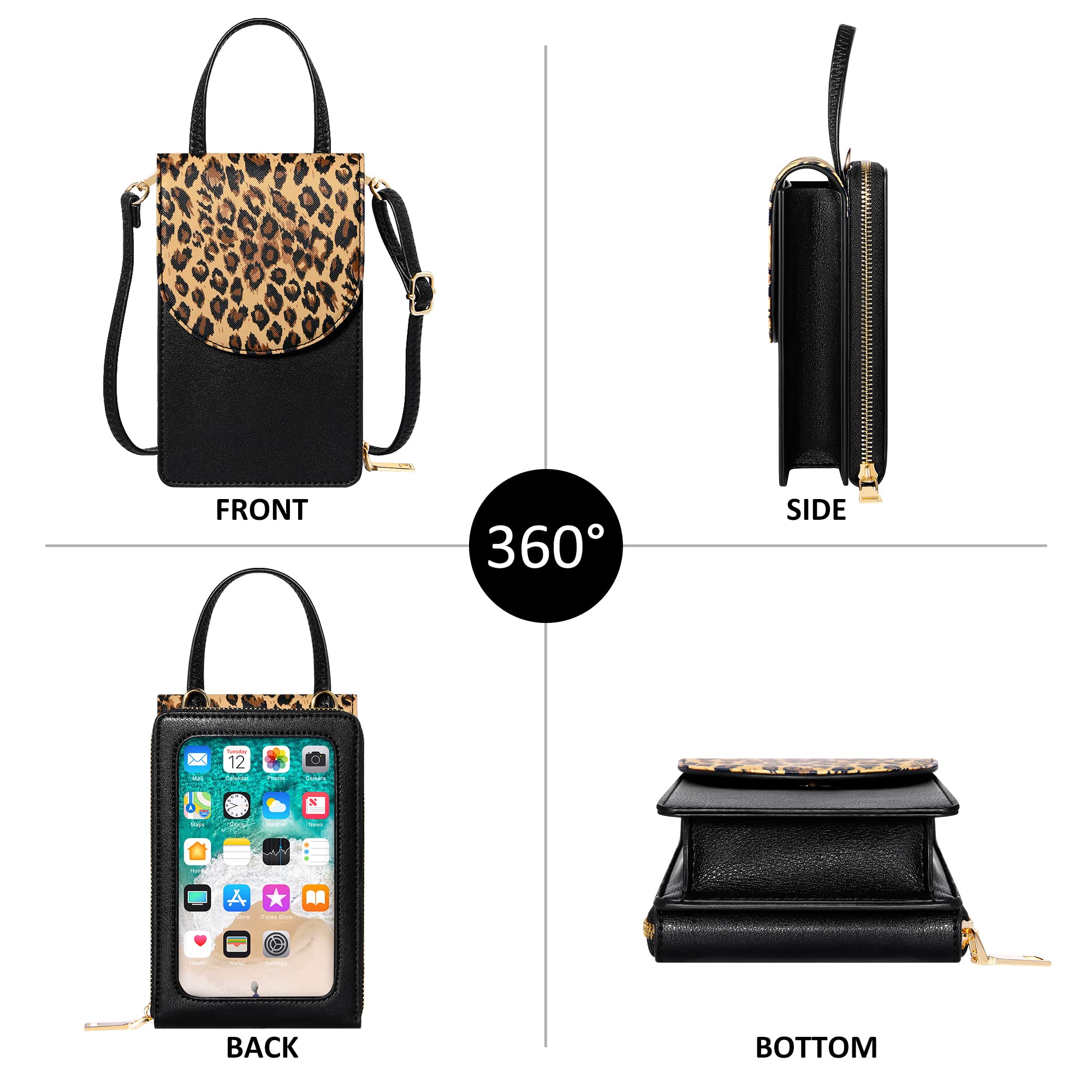 KUKOO Small Crossbody Bags for Women Cell Phone Purse Wallet Mini Shoulder Handbag with Credit Card Slots