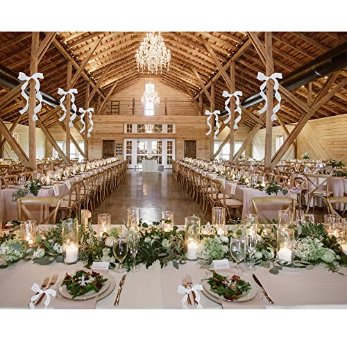 TONIFUL 1-1/2 Inch Wide White Wired Chiffon Ribbon Sheer Organza Ribbons for Crafts Floral Bouquets Wedding Car Party Decorations Valentine's Day Gift Wrapping Bow Making Tree Wreaths Decoration