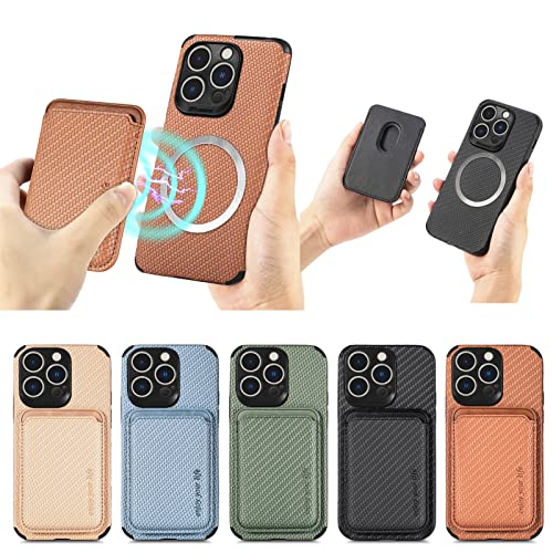 EVE - [3 in 1] for iPhone 14 Pro Max Case & Vegan Leather Card Slot Set, Shockproof and MagSafe Magnet Built-in Wireless Charging Compatible Designed [2022] - Green