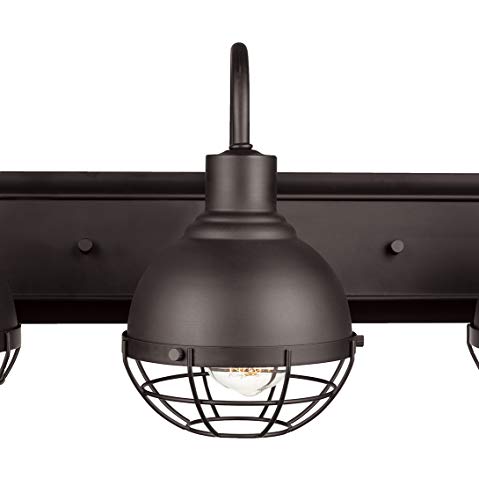 Globe Electric 51620 Eli 3-Light Caged Vanity Light, Dark Bronze, Bulbs Included, 220 Lumen