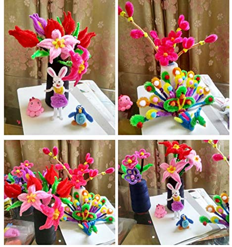 Pipe Cleaners Craft Chenille Stems with Bumps 100 pcs Multicolour Chenille Stems Pipe Cleaners Handmade DIY Art Craft Material