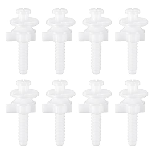 Canomo Toilet Seat Replacement Part Includes Plastic Toilet Seat Hinge Bolt Screws with Plastic Nuts and Washers for Fixing the Top Toilet Seat, White (8 Pieces), 2.56 Inches