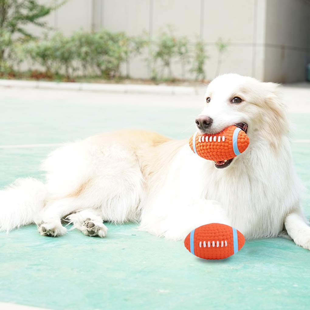 Dog Toys, Indestructible Rubber Puppy Squeaky Chew Toys Durable Dog Teeth Cleaning Squeaker Interactive Training Molar Bite Balls Floating Bouncy Pets Fetch Ball Toys for Small Medium Large Dogs