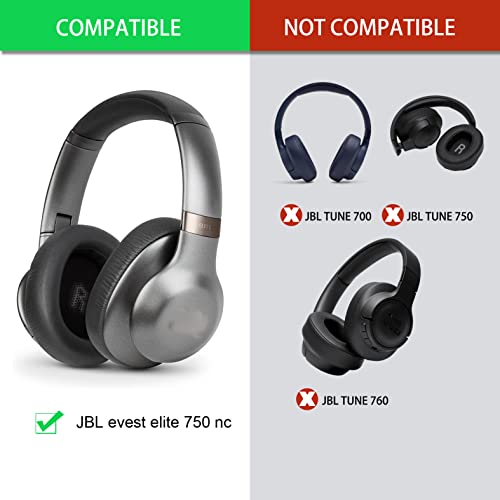 Everest 750 750NC Ear Pads Replacement Cover EarPads Compatible with JBL Everest Elite 750 750NC Over-Ear Wireless Bluetooth Headset,Softer Leather,High-Density Noise Cancelling Foam, Added Thickness